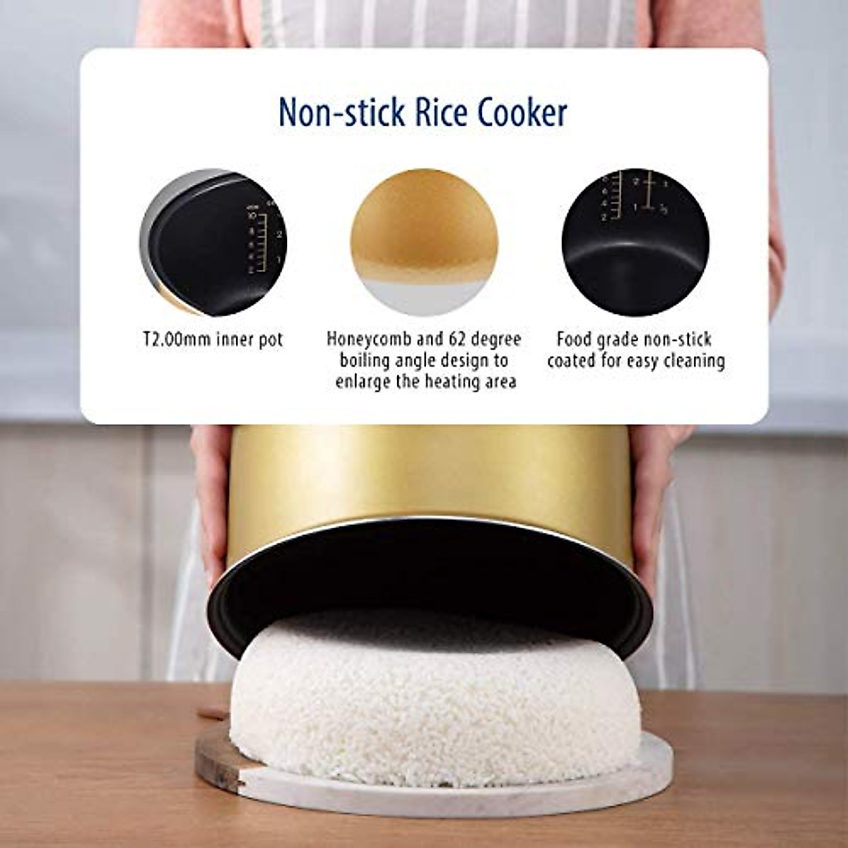 Midea Micom Rice Cooker, Digital Multi-Functional Ricer Cooker/Steamer, Brown Rice, Slow Cooker (3L/5.5Cup, Champange) MB-FS3017