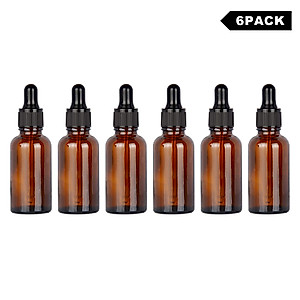stonylab 30ml (1 oz) 6-Pack, Glass Dropper Bottle, Empty Glass Bottle with Glass Dropper, Inner Plug and Label for Essential Oils Aromatherapy Fragrances