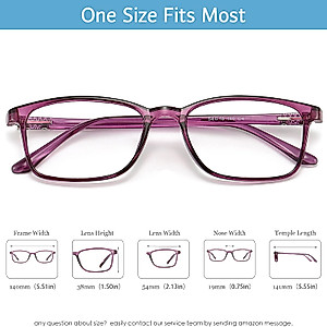 ANRRI Non Prescription Glasses for Men Clear Lens Classic Square Purple Frame Eyewear Women