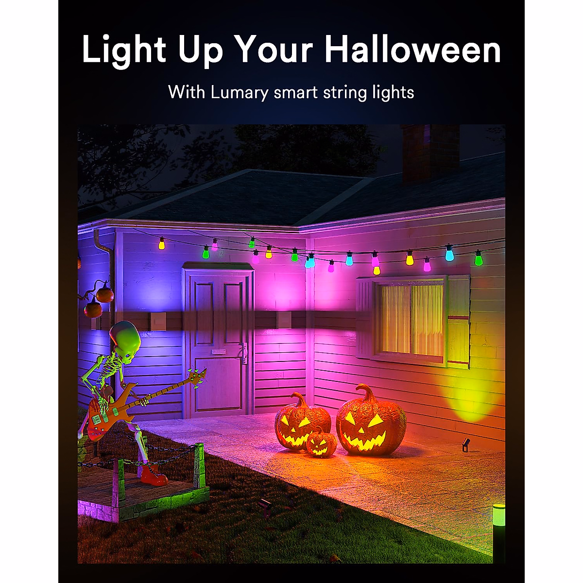 Lumary 56FT Smart Outdoor String Lights with APP/Remote/Voice Control, RGBAI Color Changing Patio Lights with Warm White 15+1 LED Bulbs, Permanent Outdoor Lights IP65 Waterproof