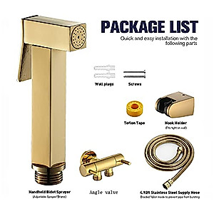 MINJING Cloth Diaper Spray, Handheld Bidet Sprayer for Toilet, 59 Inch Shower Hose, PVD Gold Bidet Faucet Tap,Spray Gun Set with Angle Valve