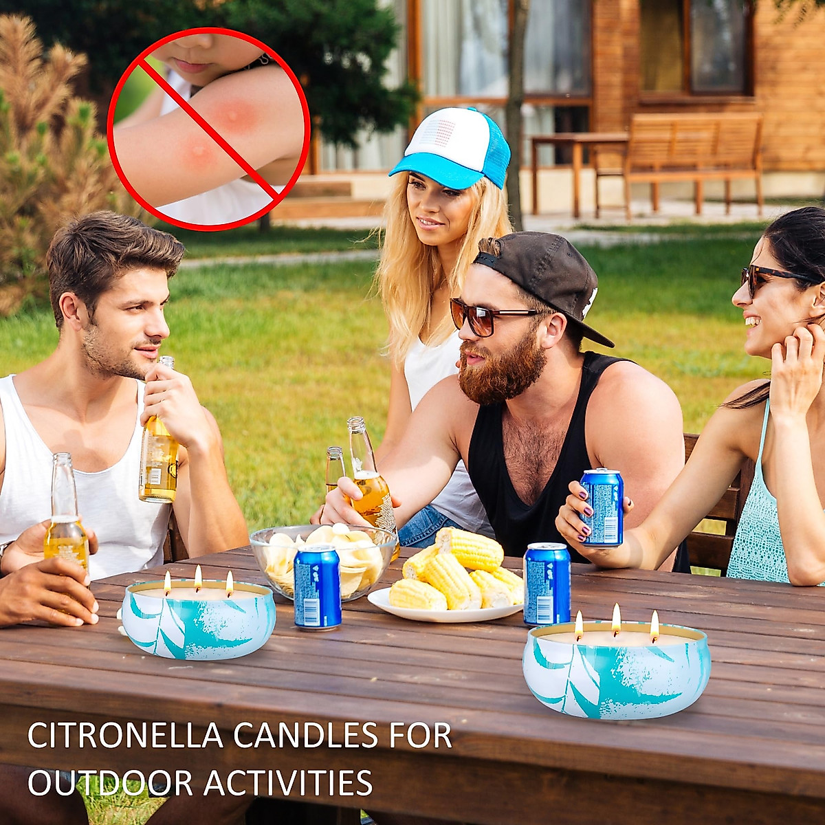 Citronella Candles Outdoor,3 Wick Large Citronella Candle for Patio, Soy Wax Lemongrass Candles Pack of 3, Scented Candles for Indoor Outdoor Garden Backyard Camping Summer Vacation