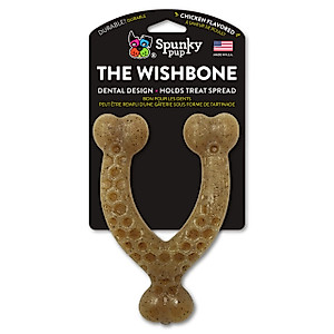 Spunky pup Wishbone Nylon Chew Toy, Chicken Flavored Nylon Dog Chew Toy, Promotes Dental Health - Wishbone, Large
