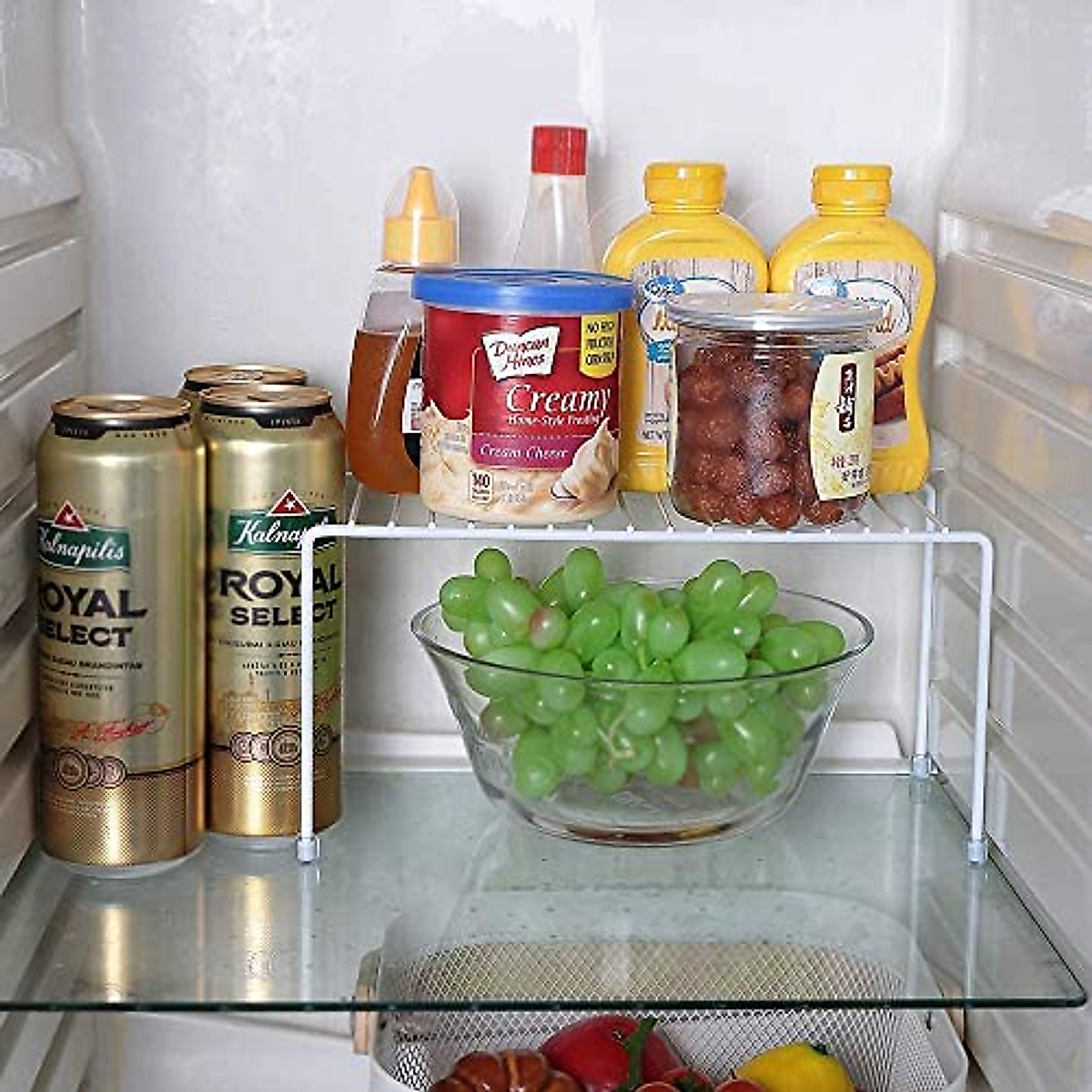 Mini Kitchen Shelves,Cabinet Storage Shelf Rack, Cabinet Organization ,Kitchen Bathroom Pantry Cupboard Desk Home Office, Fridge, Cabinet, Bathroom Cupboard, Non-Slip Plastic Feet (White Set of 3)