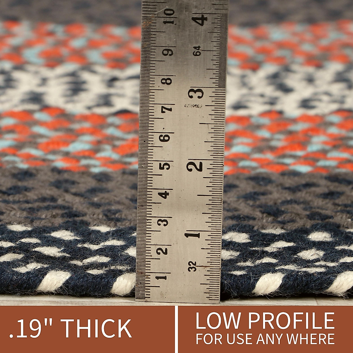 Super Area Rugs Rustic Red/White/Blue Braided Rug for Entryway/Foyer, Washable Navy Indoor Outdoor Braided Rug for Patio/Porch 3' x 5' Oval