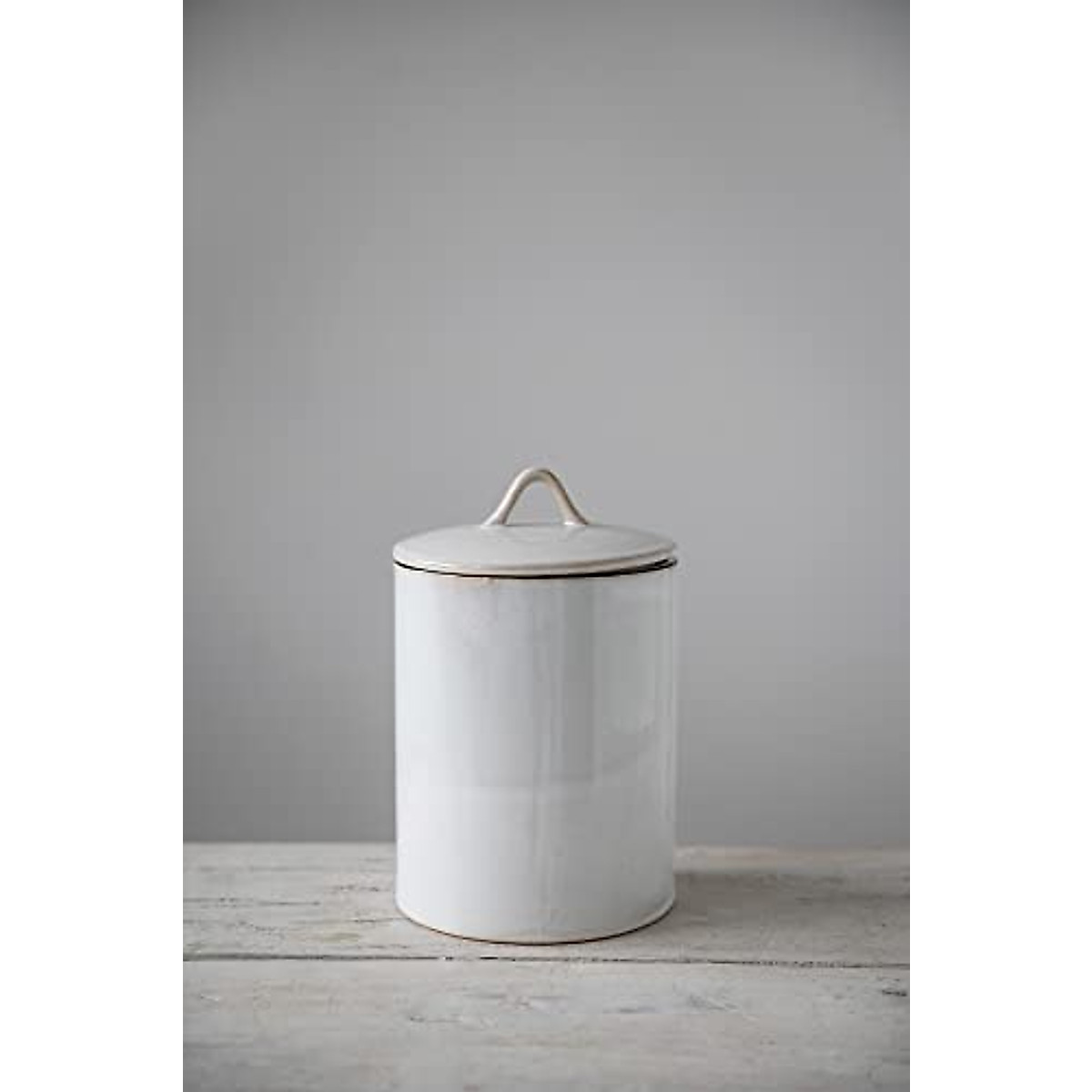 Creative Co-Op Stoneware Food Storage Container with Reactive Glaze Canister, White