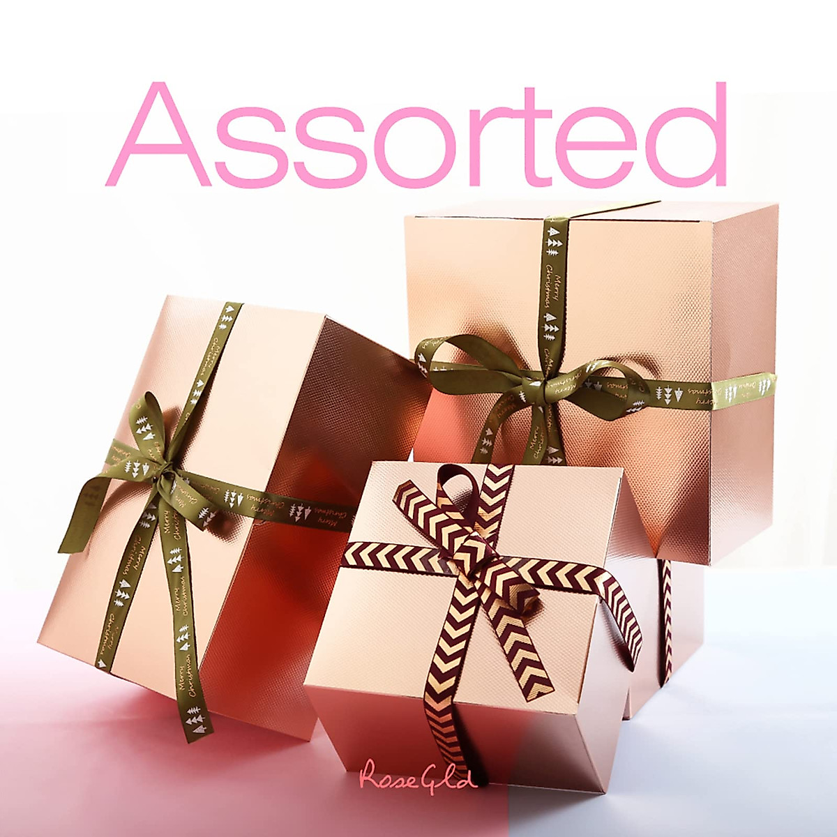 ROSEGLD Gift Box 9x6.5x3.8 Inches, Glossy Gift Box with Lid, Bridesmaid Gift Box, Rectangle Collapsible Box with Magnetic Lid for Gift Packaging (Glossy Rose Gold)