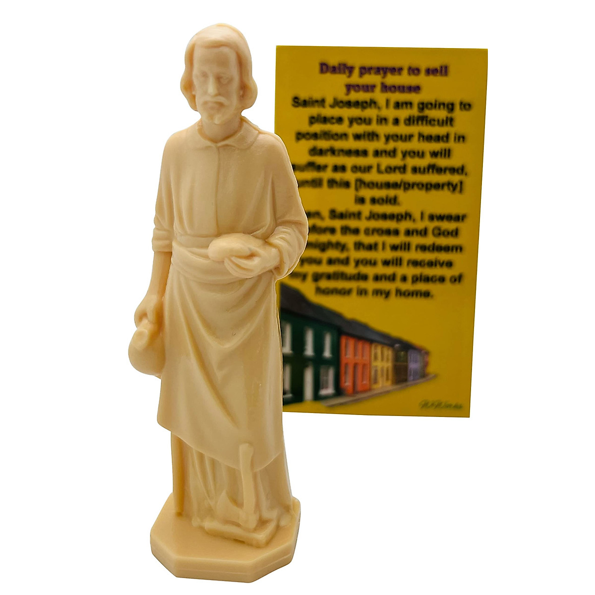 St Joseph Statue Home Selling Kit with Magnetic Holy Card for Refrigerator with Instruction Card Real Estate Patron Saint Pack