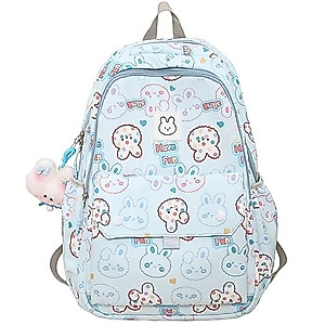 HAPIKI Kawaii Backpack with Cute Accessories 15.6 Inch Laptop Casual Travel Daypacks New Semester Gifts Aesthetic Bag (03-blue,15.6 inch)