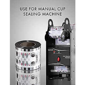 WantJoin Cup Sealing Film Tea Cup Sealing Film Boba Cup Sealer Film 90-105 mm 3000 Cups for PP Plastic and Paper Cups