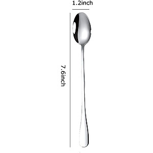 Long Handle Spoons,7.6-inch Ice Tea Spoon, Coffee Stirrers,Ice Cream Spoon, AXIAOLU Premium Stainless Steel Coffee Spoons, Cocktail Stirring Spoons, Set of 6 (6 Pieces Silver)