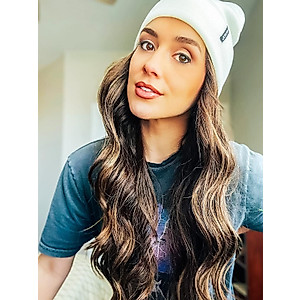 FURTALK Womens Knit Beanie Hat Acrylic Winter Hats for Women Men Soft Warm Unisex Cuffed Beanie Cream White