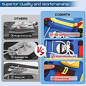 Comirth Busy Board, Montessori toys for 1 2 3 4 year old - Sensory Toys for Toddlers, Educational Preschool Learning Activities Airplane Toddler Travel Toys, Autism Busy Book Fidget Toys Boy Girl Gift