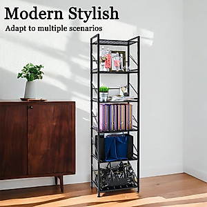 ZHAZHADI Kitchen Storage Shelf Rack, 6 Tier Metal Shelving Unit, Free Standing Shelving Unit Heavy Duty Shelves Rack Bathroom Shelf Plant Standfor Pantry Closet Kitchen Laundry,Black