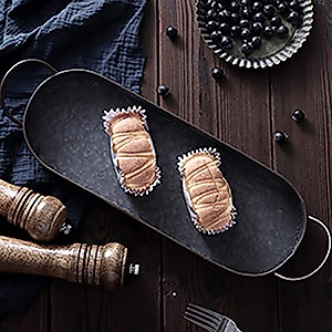 Set of 2 Galvanized Tray Rustic Metal Decor - Shabby Chic Farmhouse Tray Galvanized Centerpiece Oval Tray Set, Unique Metal Serving Tray with Sturdy Handles