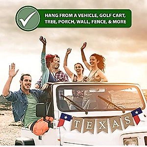 Mandala Crafts Burlap Texas Banner for Texas Themed Party Supplies - Jute Texas Lone Star State Flag TX Pennant for Garden Fence Fireplace Mantel Classroom