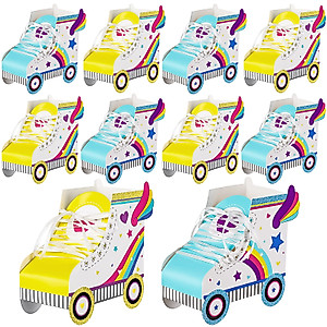 Roller Skating Birthday Party Favor Boxes Sneaker Paper Gift Boxes Skate Small Candy Boxes Treat Boxes Roller Skate Gift Wrap Box for Retro Theme Birthday Party Decoration Supplies, 2 Styles (12 Pcs)