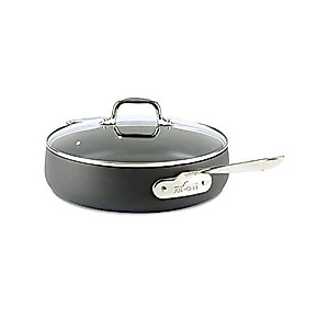 All-Clad HA1 Hard Anodized Nonstick Sauté Pan 4 Quart Induction Oven Broiler Safe 500F Pots and Pans, Cookware Black