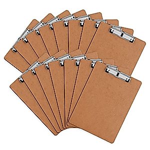 Clipboard, HERKKA 15 Pack Hardboard Office Clipboards Standard A4 Letter Size Clipboard with Low Profile Clip , Size 12.5 x 9 Inch