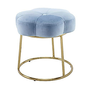 Linon Light Blue and Gold Vanity and Accent Talulah Stool