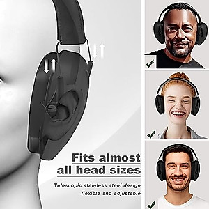 ucho 34dB Shooting Ear Protection - Maximum Hearing Protection for Gun Range, Slim Passive Noise Reduction Earmuffs（Black）