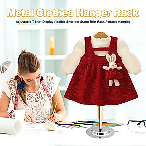 ZUDKSUY Pack of 2 Adjustable T-Shape Clothes Display Rack Children's Clothing Clothes Rack Thickened Chassis Shirt Rack Retractable Size (16"~28") Khaki Metal Hanger