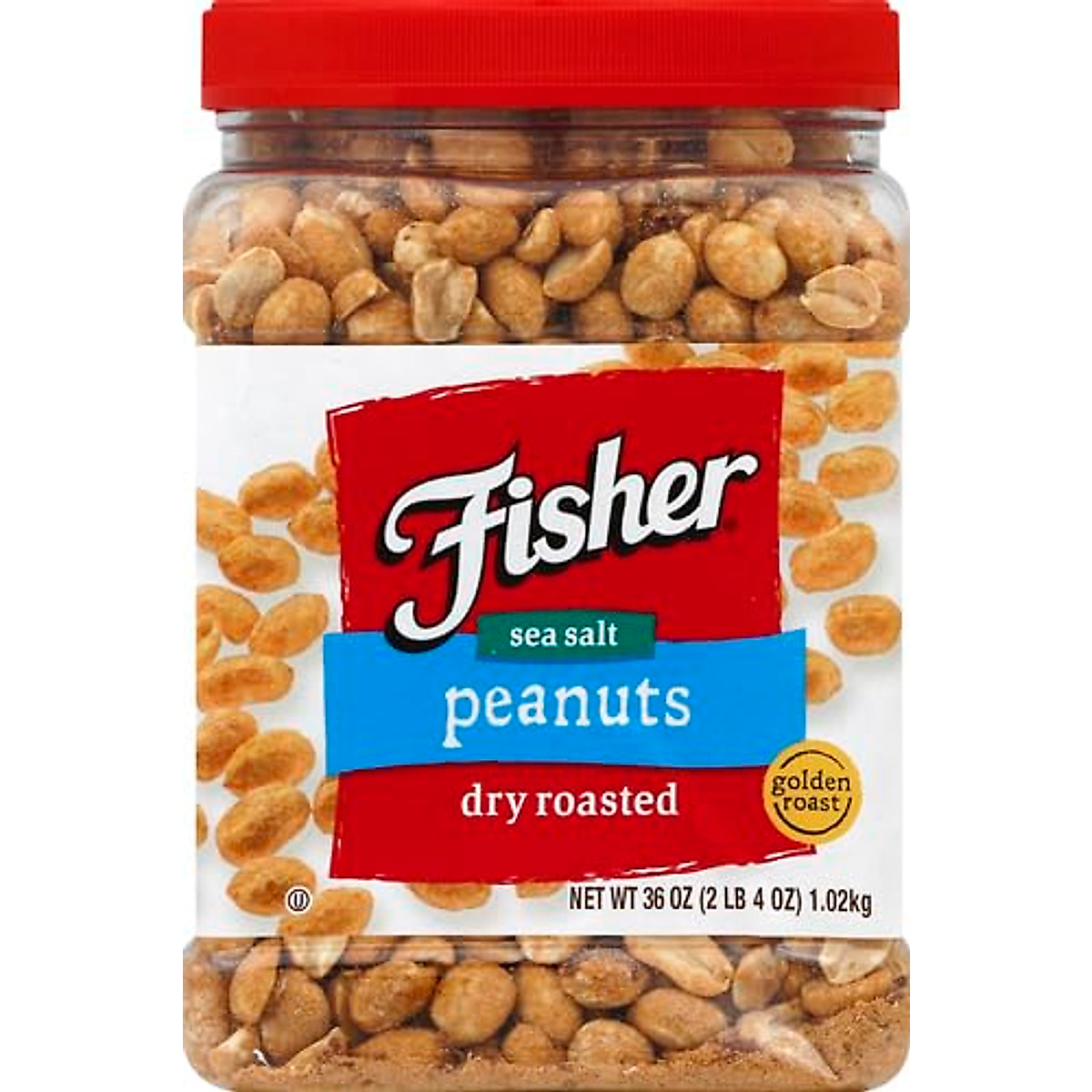 Fisher Snack Sea Salt Dry Roasted Peanuts, 36 Ounces, No Artificial Colors or Flavors