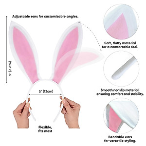Funcredible Grey Bunny Ears and White Bunny Ears - Bunny Ears Headbands - Bunny Rabbit Cosplay Costume Accessories - Bendable Bunny Ears for Kids and Adult
