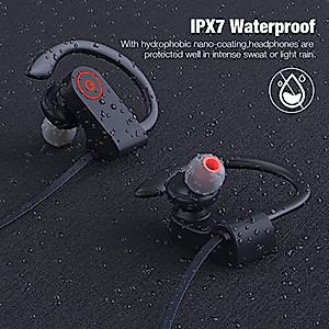 PSIER Bluetooth Headphones Wireless Earbuds IPX7 Waterproof Bluetooth 5.3 Running Headphones with 15 Hours Playtime HD Sound Earphones