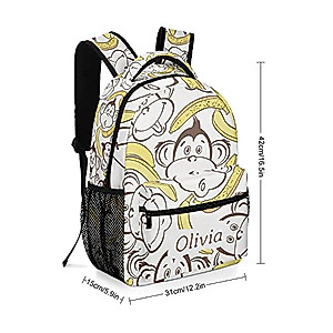 Cute Monkeys Banana Bag Backpack Personalized Name Waterproof for Boys Gift
