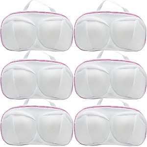 Bra Washing Bags for Laundry, Large Bra Laundry Bags for Washing Machine, Fits All Cups Anti Deformation Bra Washing Bag, Lingerie Bags for Washing Delicates (6 Pcs - Pink XXL)