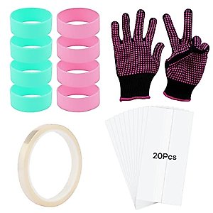 HTVRONT Heat Resistant Gloves Kit - 2Pcs Heat Gloves for Sublimation, 8 Pcs Silicone Bands for Sublimation Tumbler, 1 Pcs Heat Tape for Sublimation, 20Pcs Shrink Wrap for Sublimation Tumblers