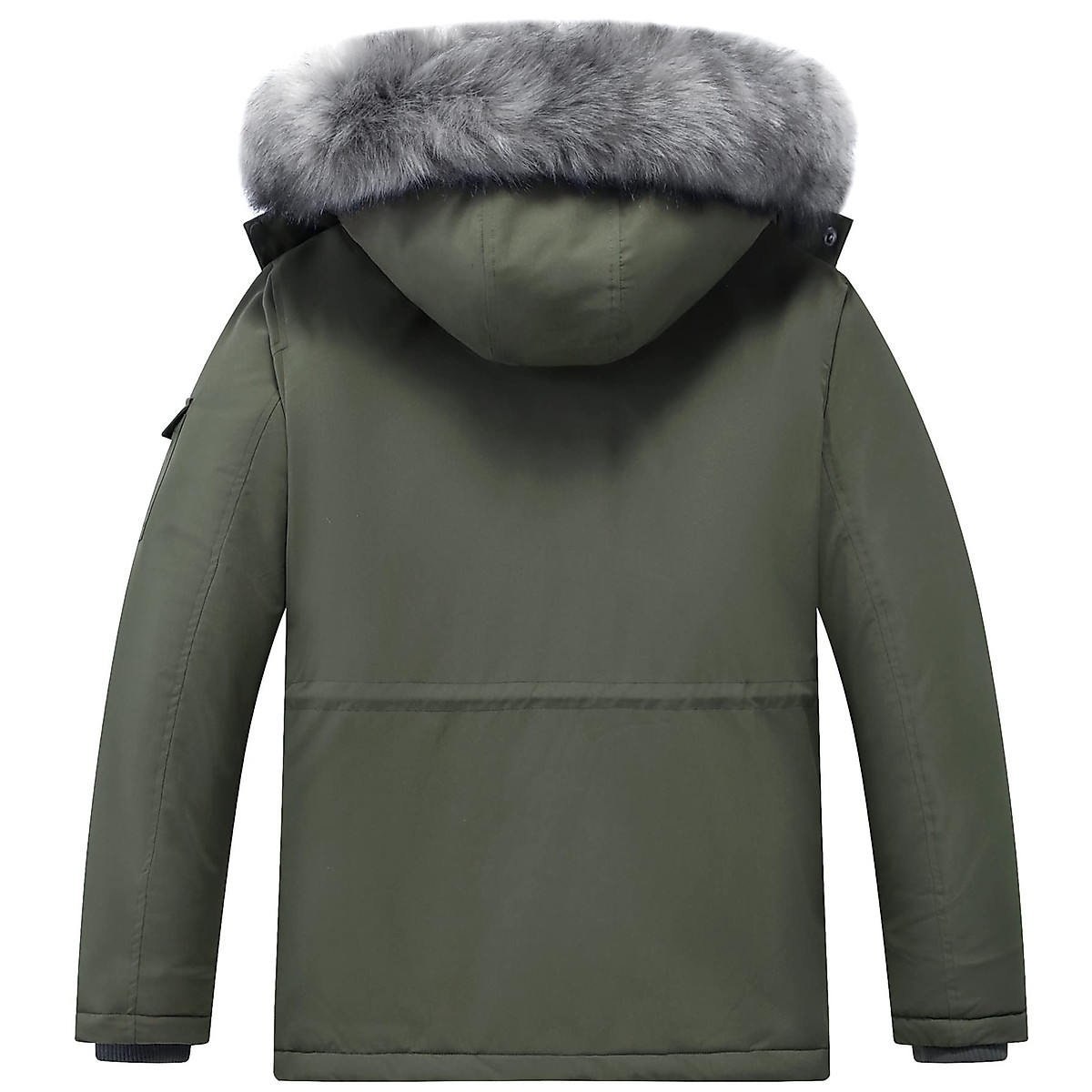 GGleaf Men's Winter Parka Jacket Puffer Jacket Thickened Padded Winter Coat with Fur Hood Army Green S