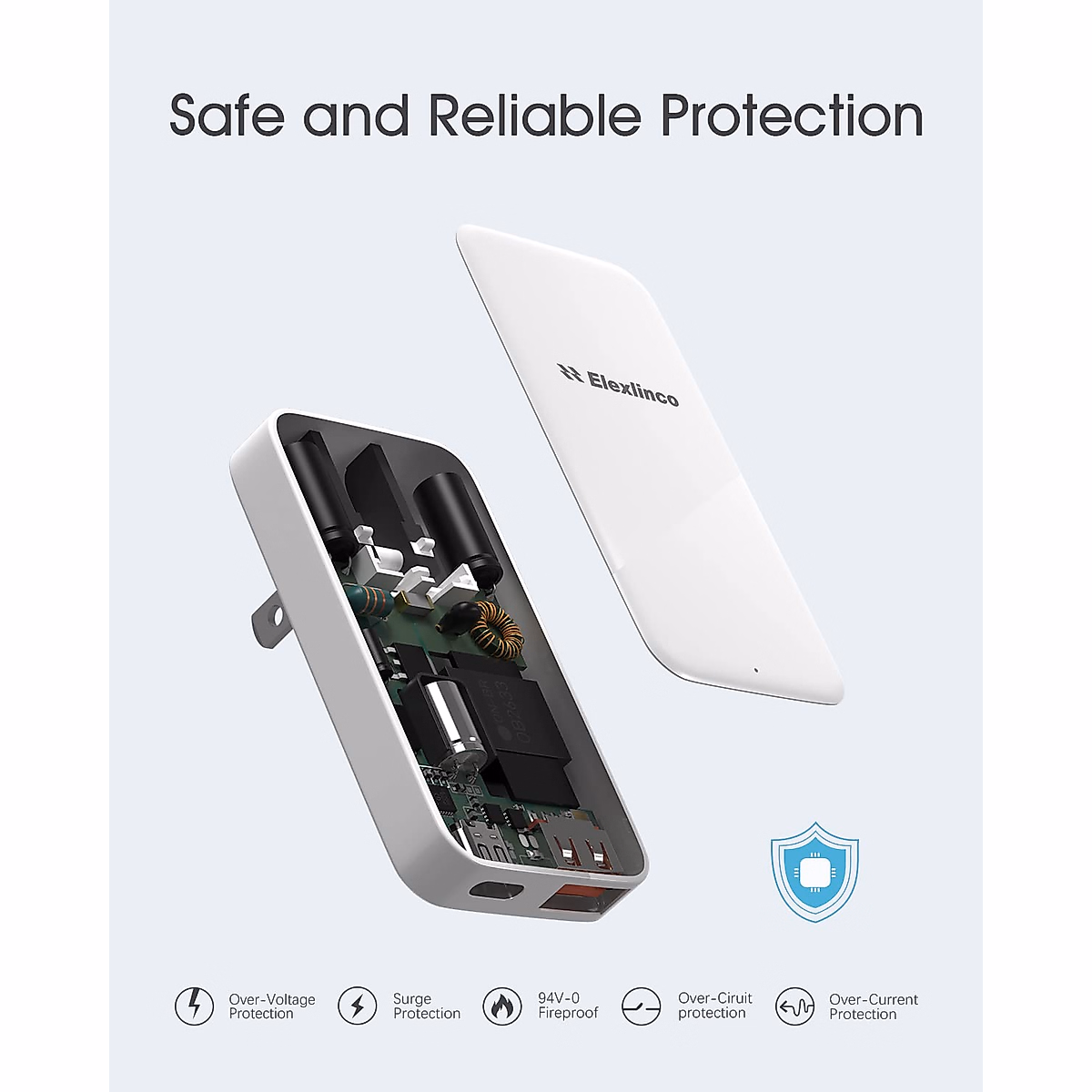 USB Wall Charger, USB C Fast Charger, Elexlinco Dual USB Wall Charger with Apple 20W Charge and QC 3.0 18W USB-A,USB C Wall Adapter for Apple 14 13 12 11, Samsung, Foldable Plug Charger