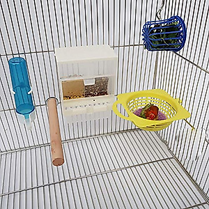 Hamiledyi Parrot Feeder Cage Accessories Supplies Automatic Bird Feeder Fruit Vegetable Holder Cage Hanging Basket Water Dispenser Parakeet Cage Perch for Small Cockatiels Lovebirds
