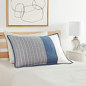 Nautica - Sham, Cotton Reversible Bedding with Envelope Closure, Pre-Washed for Added Softness, Stylish Home Decor (Swale Navy, 21" x 27")
