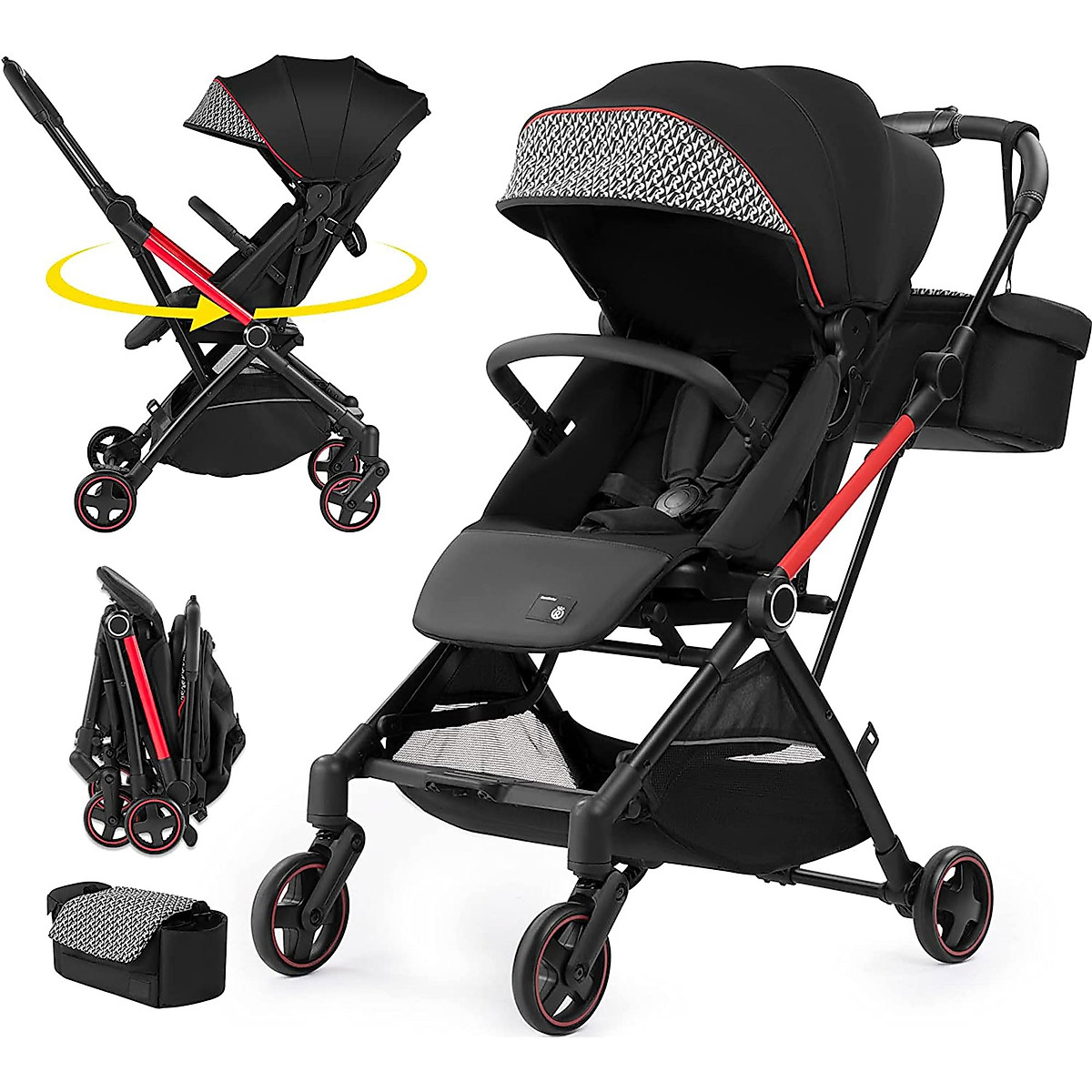 RoyalBaby Lightweight Baby Stroller w/ Compact Fold Travel Stroller Design, Plane-Friendly Stroller for Toddlers & Infants, Oversize Canopy & Visor