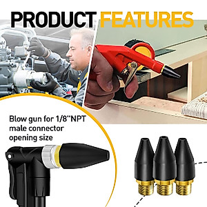 3 Pcs Rubber Air Tool For Air Nozzle Tip, Blow Gun Rubber Tip For Air Tool, Parts Air Nozzle For Air Blow Guns Tool For Air Tool Parts & Accessories Air Blow Guns Tool Black