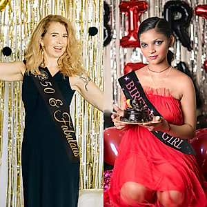 CIEHER 1 Pack Black Sash Blank Satin Sash Custom Sash Prom Court Sash Birthday Sash Bride to Be Sash Bachelorette Sash Graduation Sash Party Decorations Make Your Own