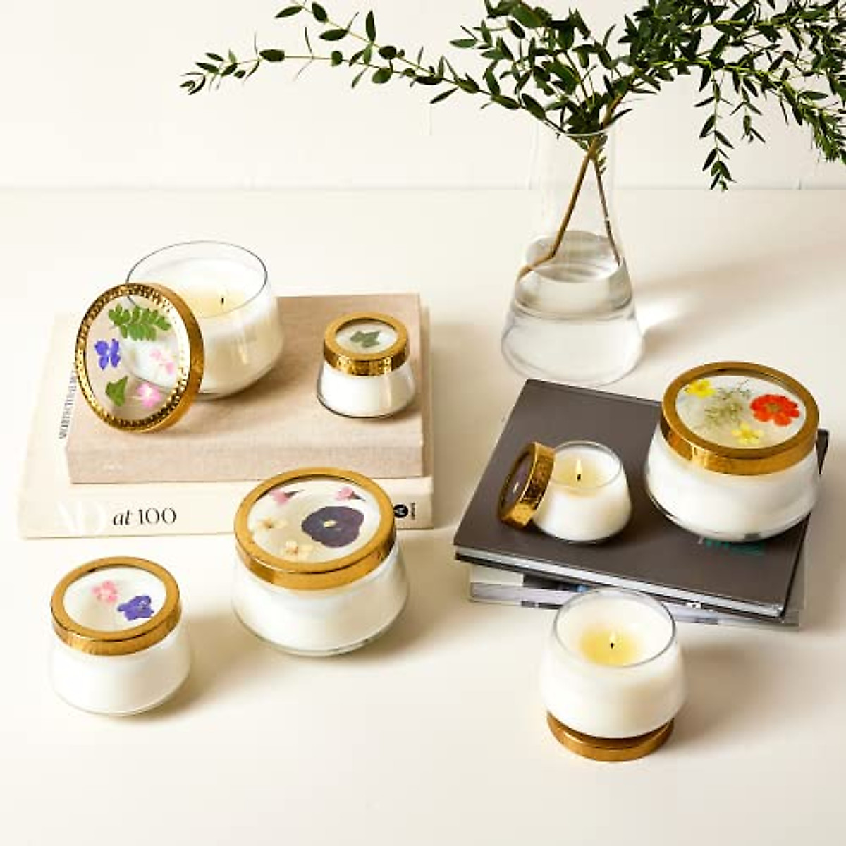 Pressed Floral Candle - Aromatherapy Candles, Long Lasting Candles, Luxury Candles, Luxury Candles Gifts (Sunlit Neroli, 21 oz)