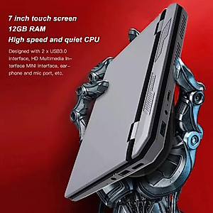 7Inche Touch Screen Mini Laptop, for J4105 CPU 12GB RAM Portable Laptop, Dual Band WiFi 2xUSB3.0 HDMI Mini Interface, Notebook for Win 10 11, 2MP 30fps Camera (12G+256G US Plug)