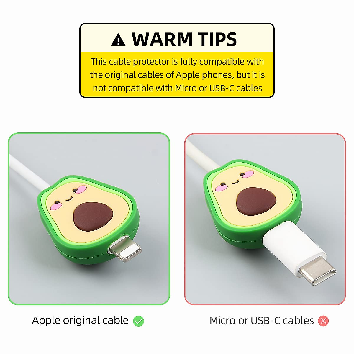 SUNGUY Cute Animal Bite Cable Protector for iPhone iPad Charger, 5 Pack USB Cable Protector, Charging Cord Protector, Cable Chomper, Fruit USB Charger Saver