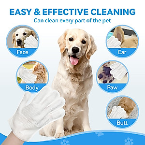 YUVEXAHOO Dog Wipes Cleaning deodorizing, Extra Thick Dog Wipes, Dog Washing Gloves for Daily pet Care and Travel, 6 PCS (Blue Packing, Extra-Thick)