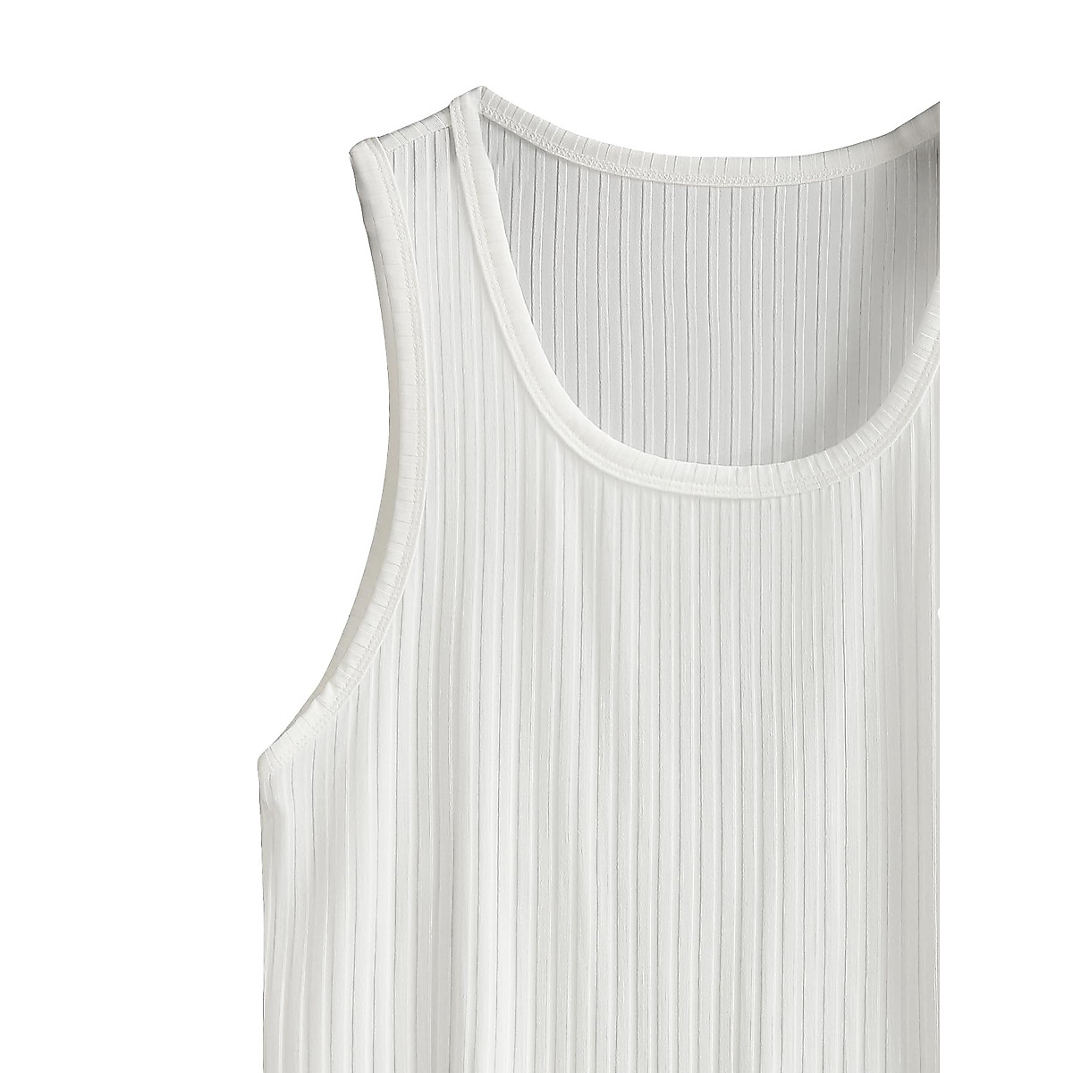 COZYEASE Men's Rib Knit Round Neck Sleeveless Solid Tank Top Bodycon Casual Plain Undershirts Top White M