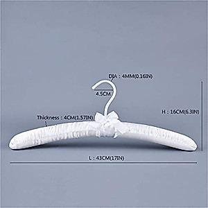 Cocomaya 17 Inch Extra Large Anti Slip Satin Padded Bridal Wedding Dress Hanger No Bumps for Dress Coats, Sweaters Pack of 5 (White, 5)