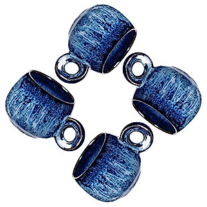 KYBSCZ Ceramic Espresso Cups Set of 4, 3 Ounces Demitasse Cups, Porcelain Mini Coffee Cups, Ceramic cups set Made by Fambe Reactive Glaze,Royal Blue