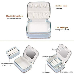 Jewelry Box, Small Travel Jewelry Box, Portable Display Storage Case Box for Rings Earrings Necklace (Light Blue) by YMHB