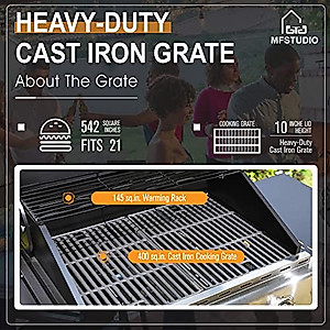 MFSTUDIO 4 Burner Propane Gas BBQ Grill with Side Burner and Porcelain-Enameled Cast Iron Grates, 42,000BTU Outdoor Patio Garden Barbecue Grill, Stainless Steel