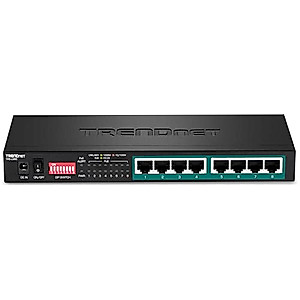 TRENDnet 8-Port Gigabit Long Range Poe+ Switch, TPE-LG80, 65W Poe Budget, Ethernet/Network Switch, Long-Range Poe+ Extends Range Up to 200M (656 ft.), 16 Gbps Switching Capacity, Lifetime Protection
