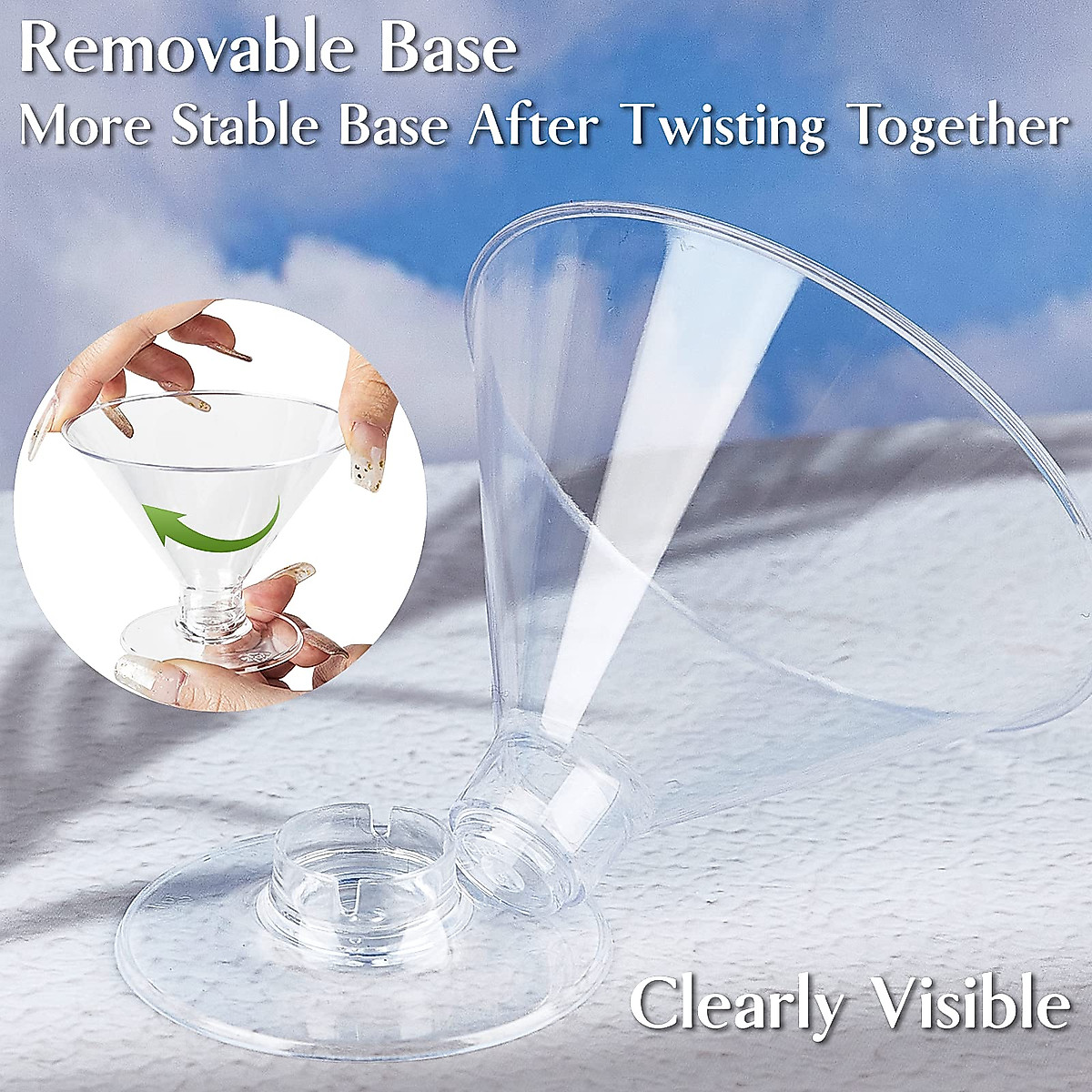 TOFLEN 40 Pack Plastic Martini Glasses 5 Oz Mini Dessert Cups with Spoons Reuasble Cocktail Shooters Clear Short Stem Shot Glasses for Party Wine, Desserts and Appetizers